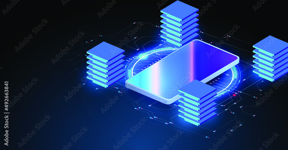 Vecteur Stock VPN service flat 3d isometric Cyber security concept. Encryption. Cyber security ...