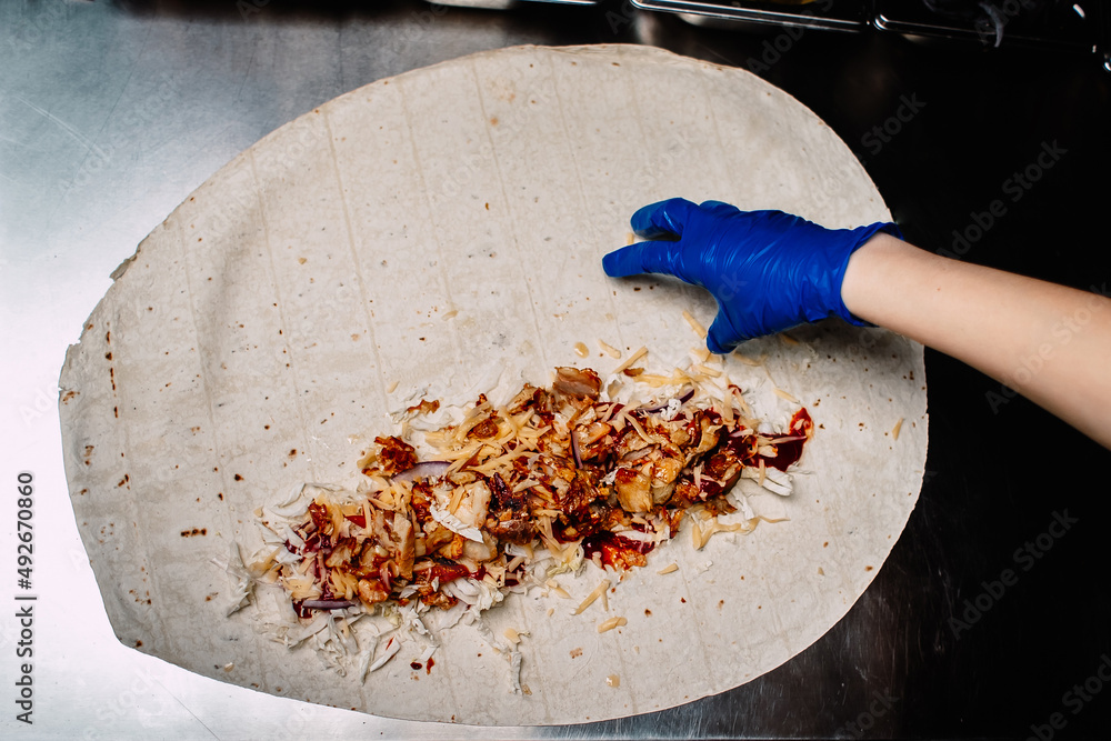 Traditional Turkish Doner Kebab meat. Shawarma or gyros. Turkish, greek ...