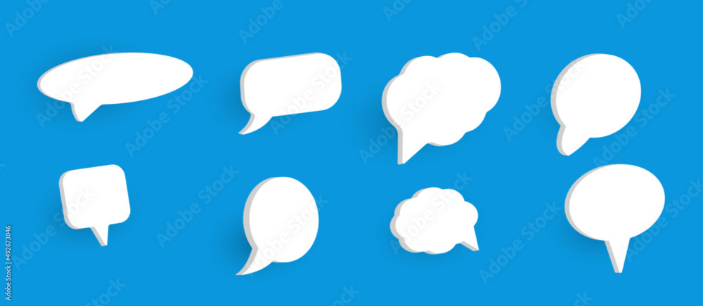 3d speech bubble chat icon collection set.blank white speech bubbles ...