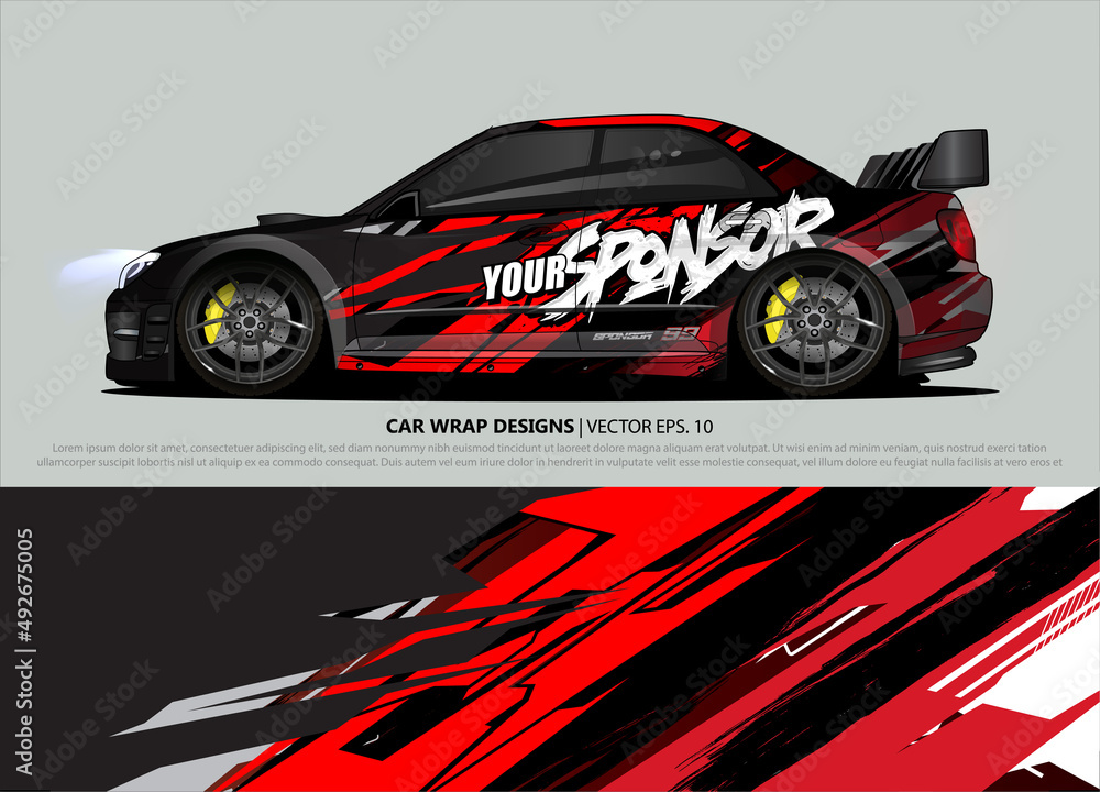 Race car wrap design vector for vehicle vinyl sticker and automotive ...