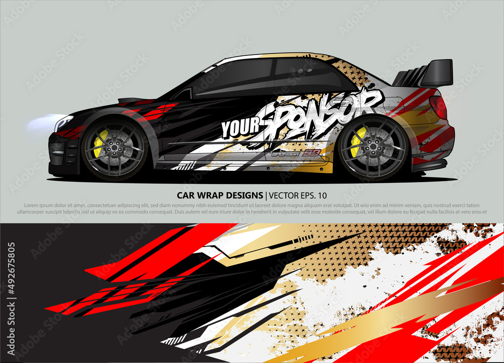 Race car wrap design vector for vehicle vinyl sticker and automotive ...