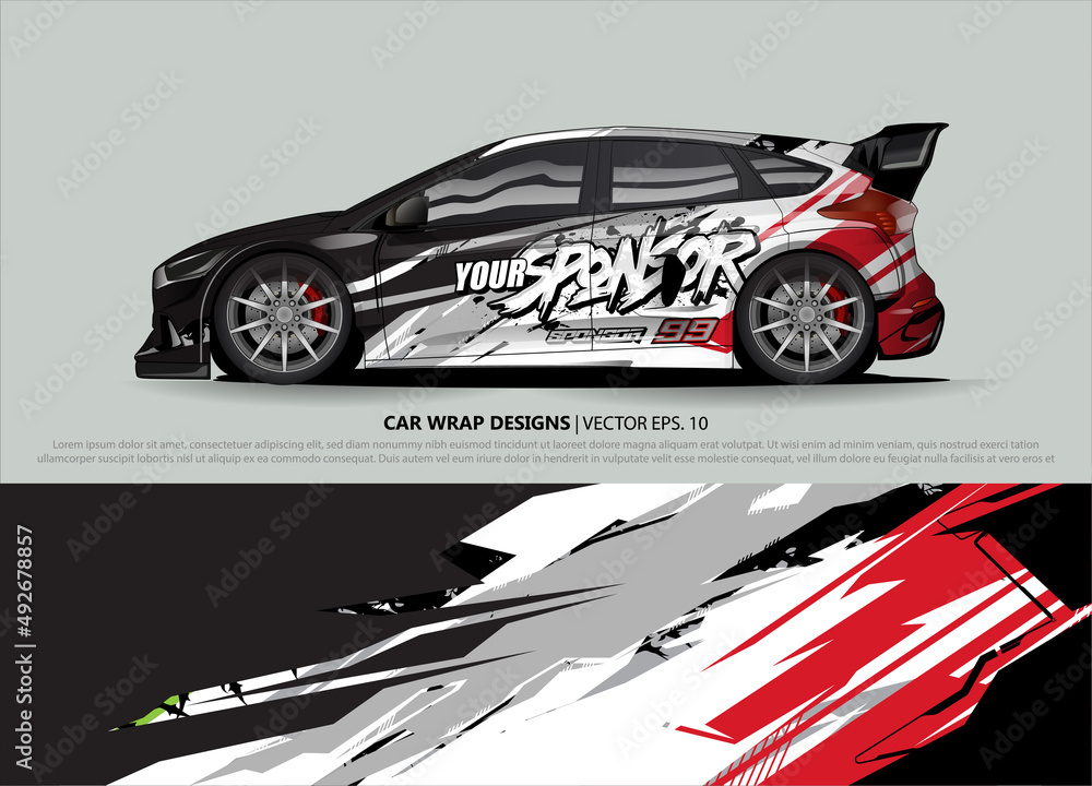 Race car wrap design vector for vehicle vinyl sticker and automotive ...