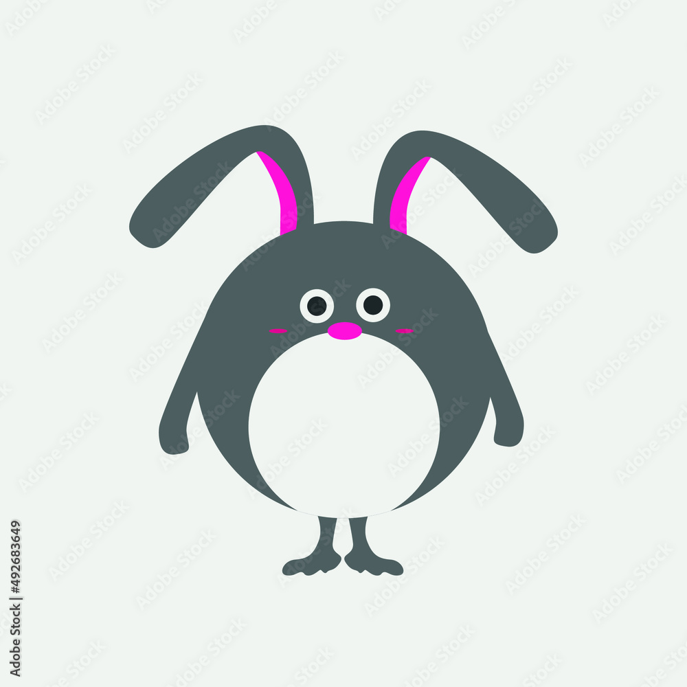 Cute round animals. Little animals with pink cheeks. Beautiful drawings ...