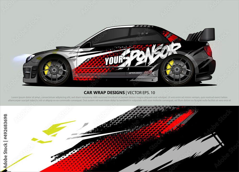 rally car livery design vector. abstract race style background for ...