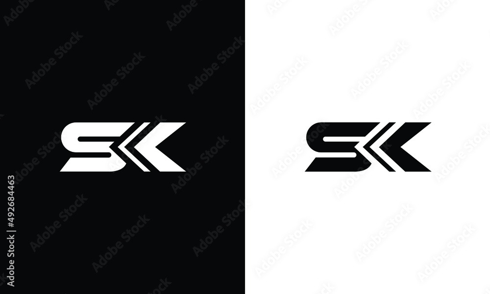 Initial Letter SK Logo. Minimal Vector Template Stock Vector | Adobe Stock