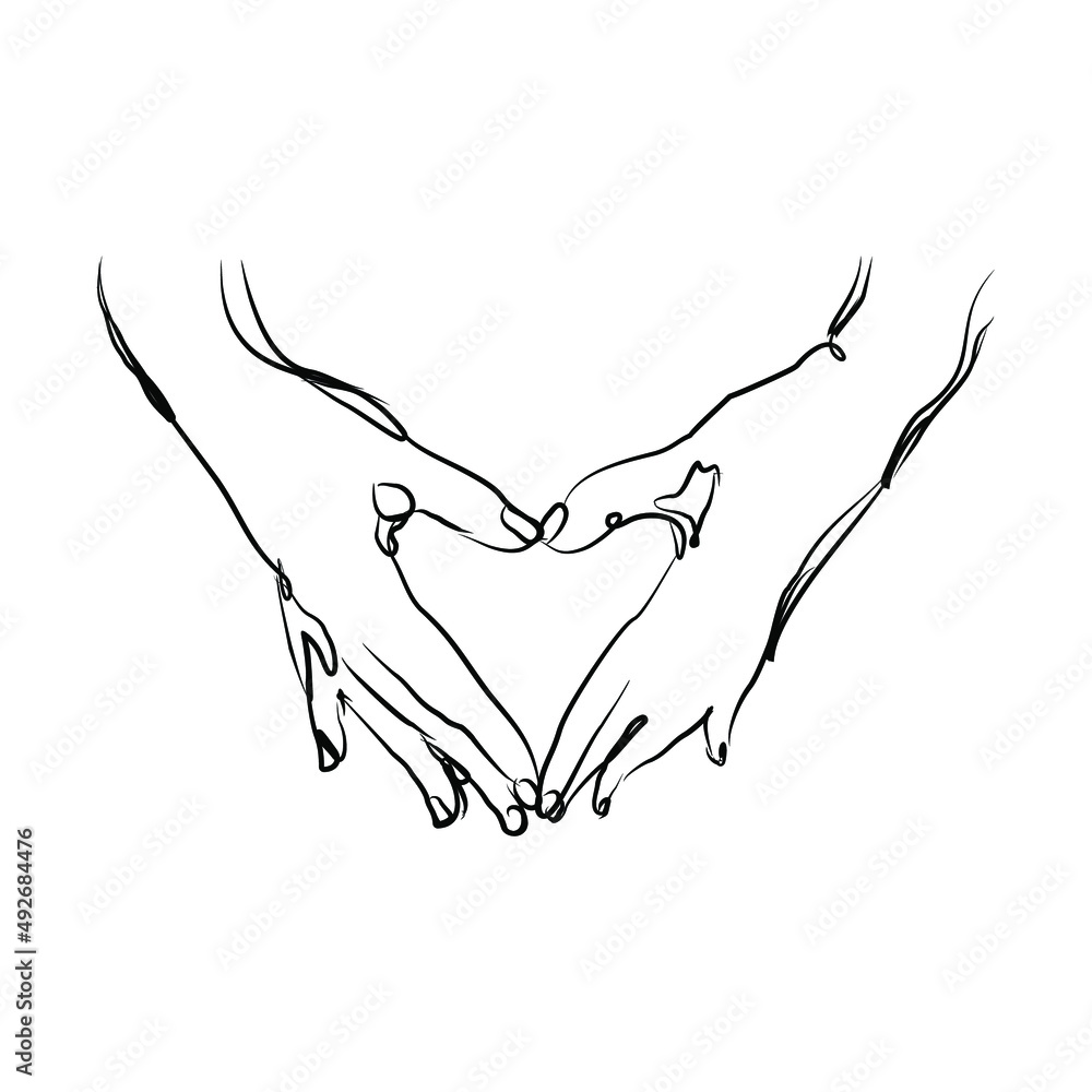vector illustration of a finger forming a heart symbol. hand drawn ...