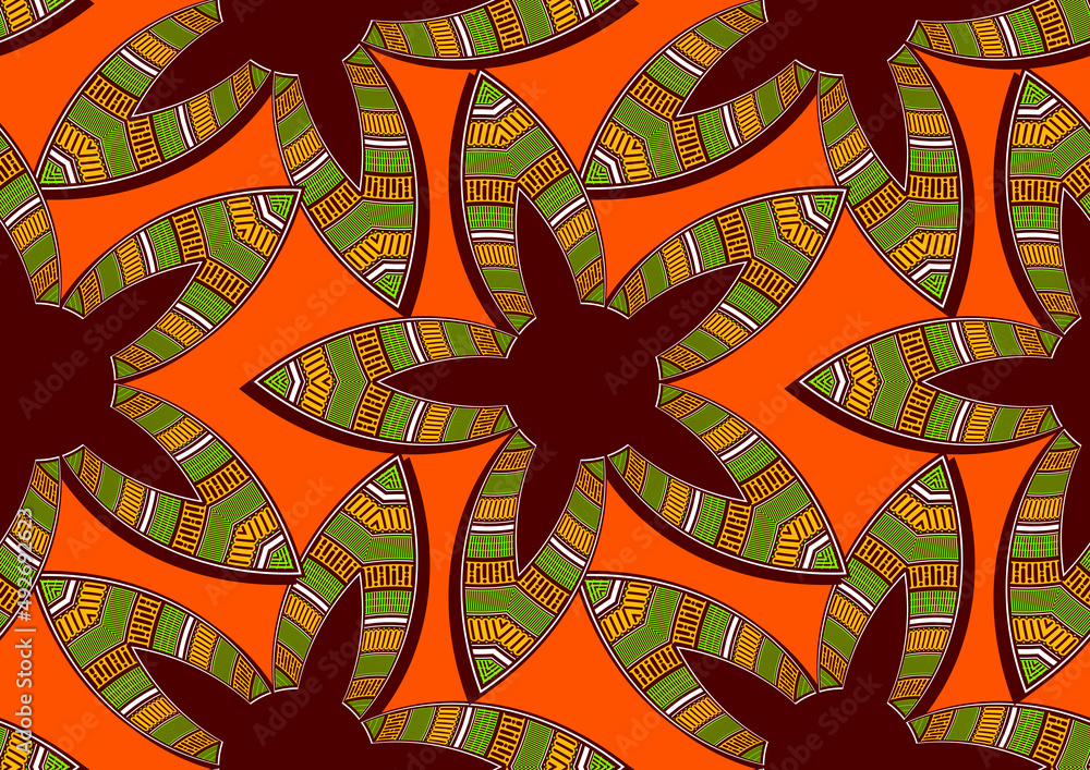 seamless pattern of african textile art, flower abstract image and ...