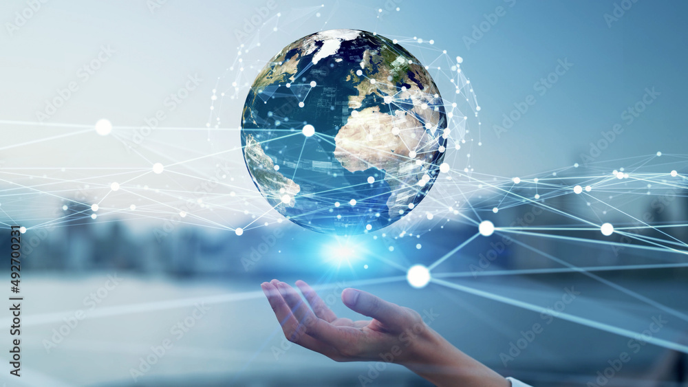 Global communication network concept. Digital transformation. Stock ...