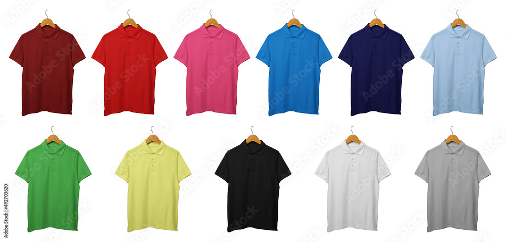 Polo shirt color variations isolated on white background Stock Photo ...