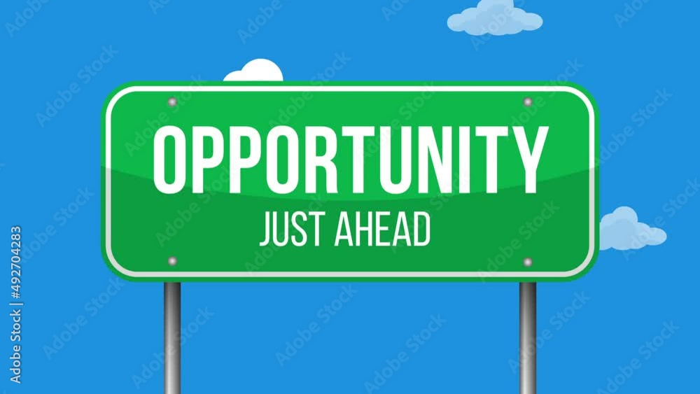 opportunity, Just Ahead Green Road Sign animation with Copy Room Over ...
