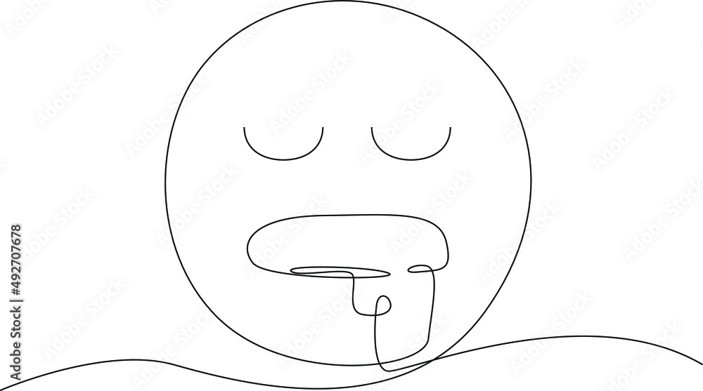 Continuous line drawing of hungry and salivating from his mouth emoji ...