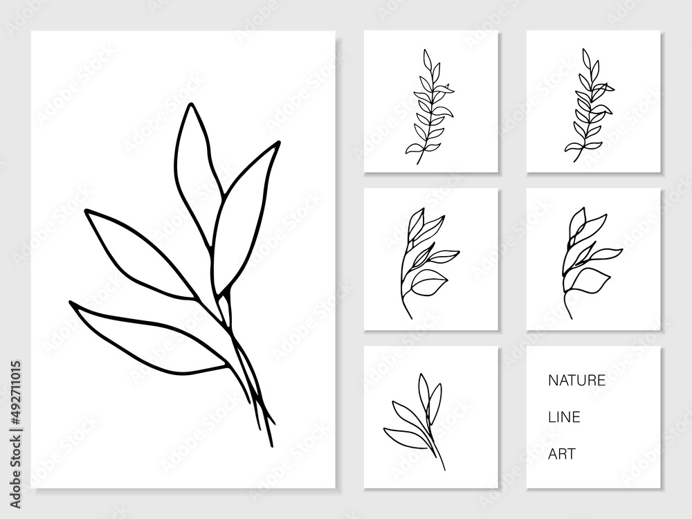 Nature line art Hand drawn. Illustration about Nature line art. Stock ...