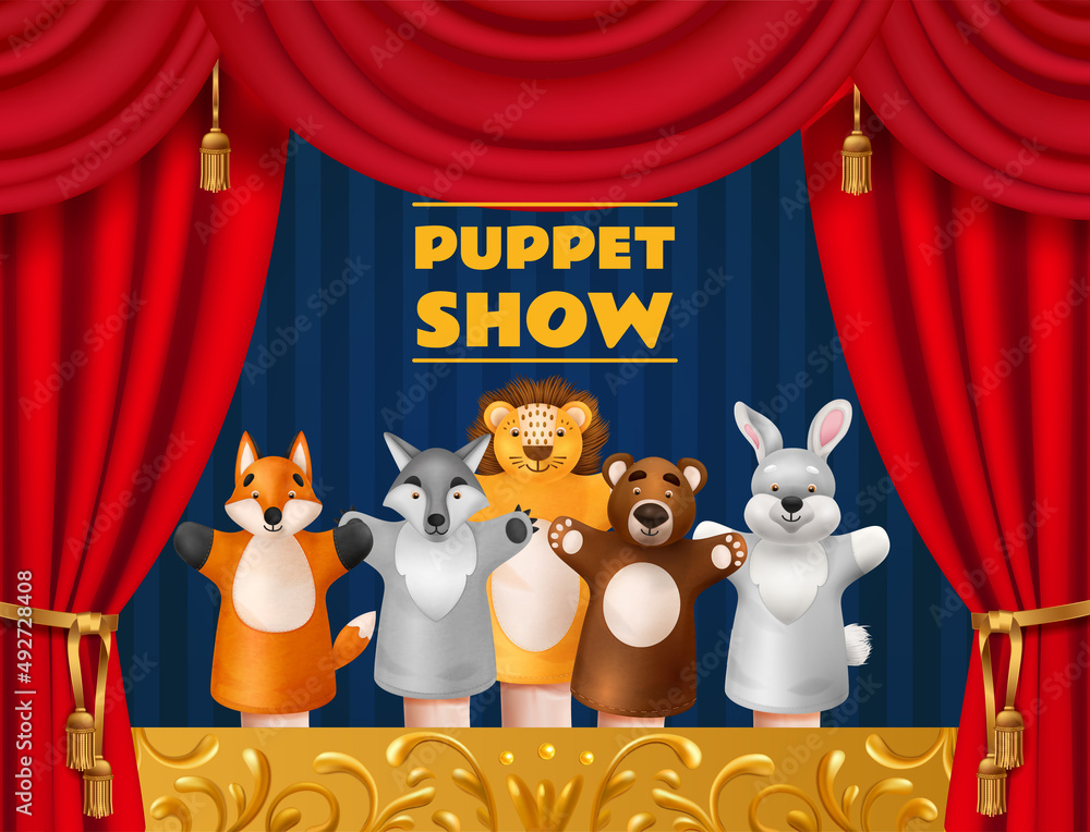 Puppet Show Illustration Stock Vector | Adobe Stock