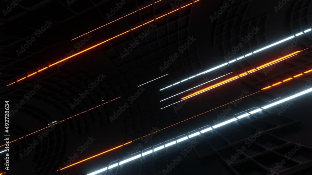 Moving light beams in sci-fi tunnel 3d Animation in Seamless Looping ...