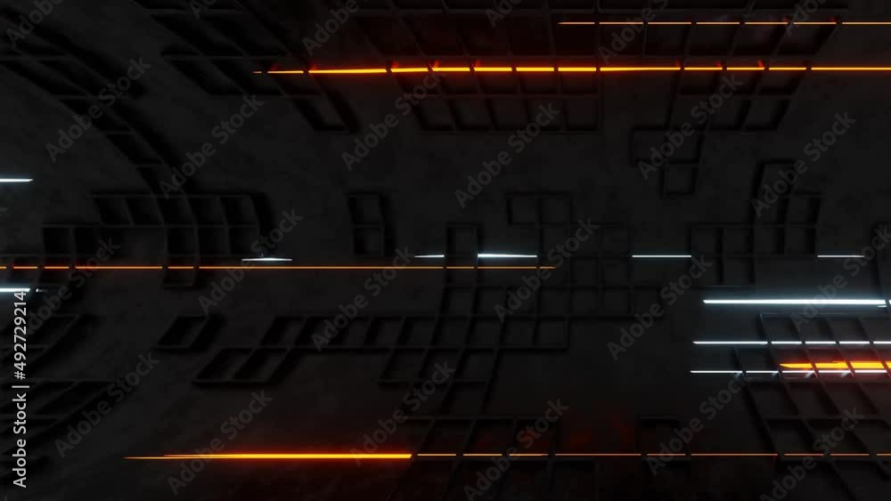 Moving light beams in sci-fi tunnel 3d Animation in Seamless Looping ...