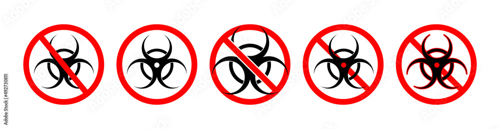 Stop toxic signs. Red stop toxic icons isolated on white background ...