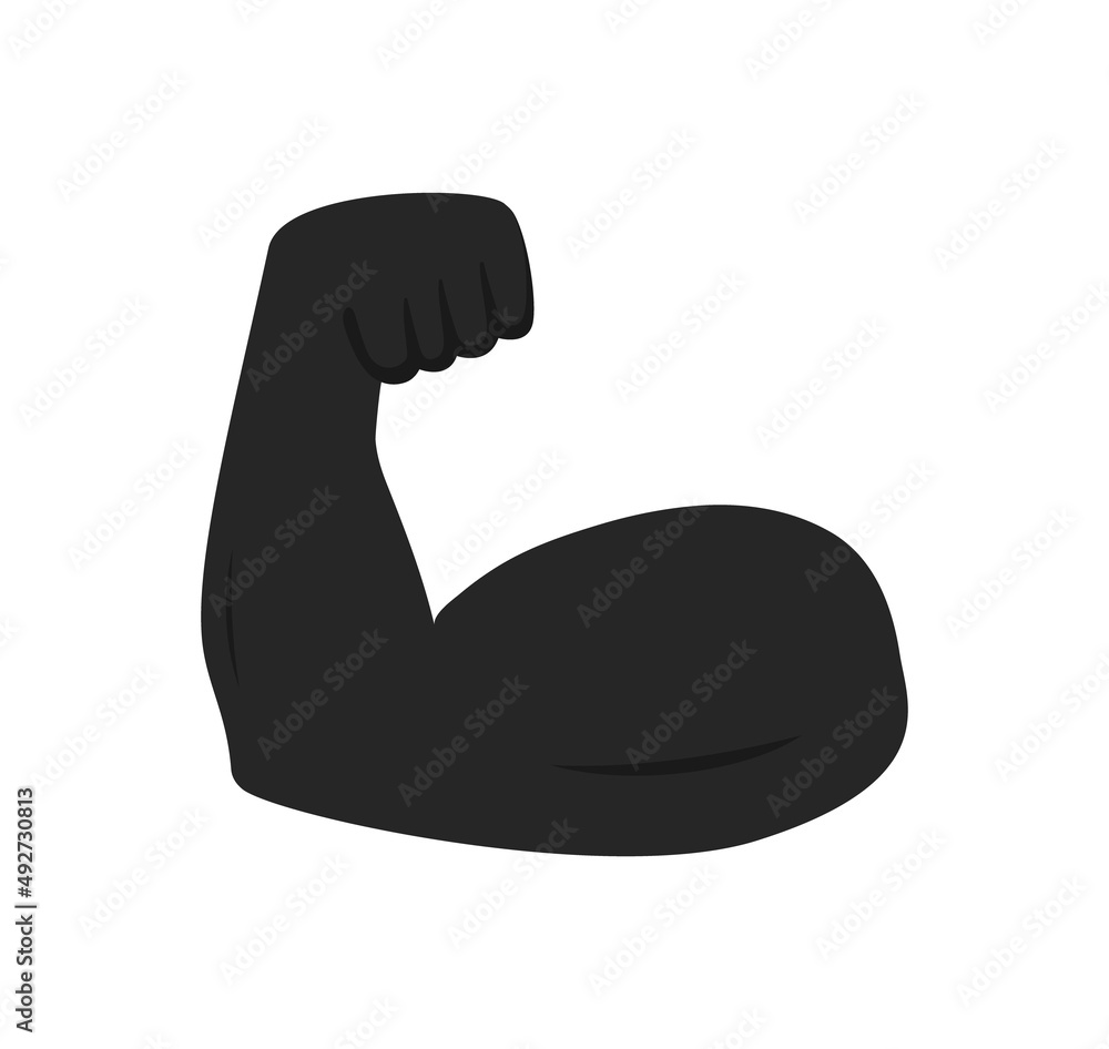 Muscle arm icon. Emoji of strong bicep. Emoticon of strength in hand ...