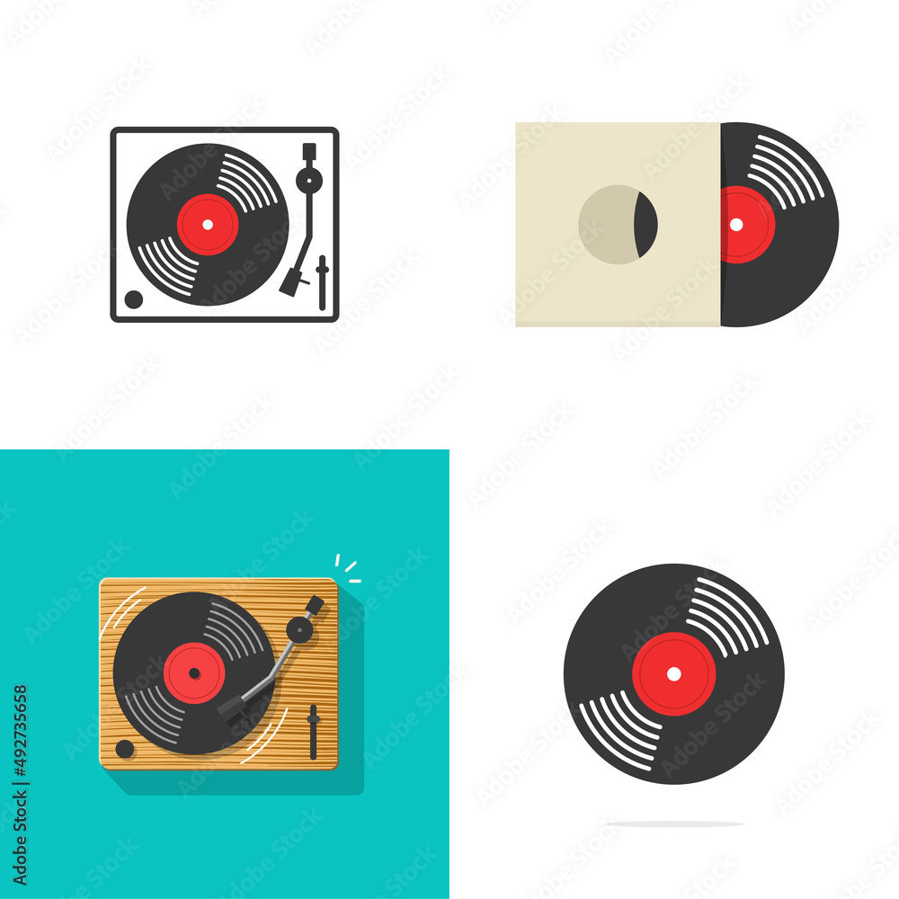 Vinyl lp record player vector icon and album turntable old vintage disc ...