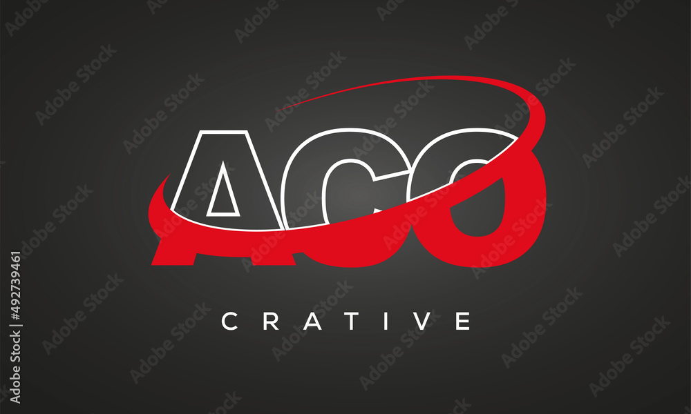 ACO creative letters logo with 360 symbol vector art template design ...