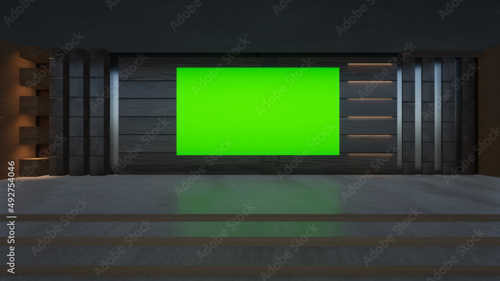 virtual studio set with green screen shot 3d illustration Stock ...