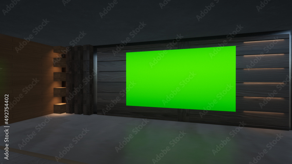virtual studio set with green screen shot 3d illustration Stock ...