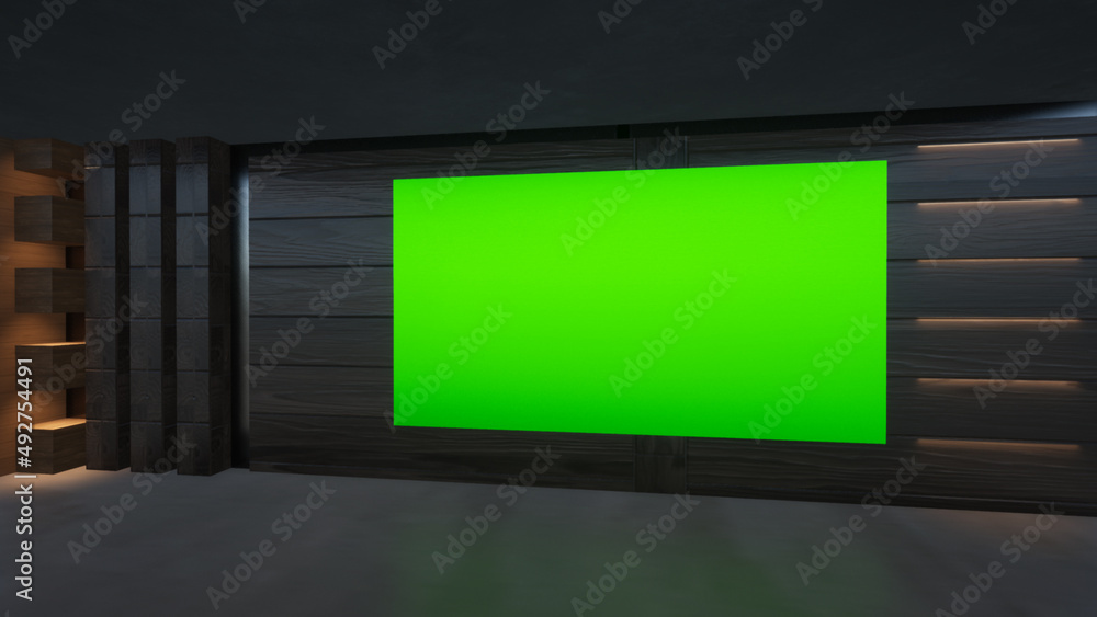 virtual studio set with green screen shot 3d illustration Stock ...