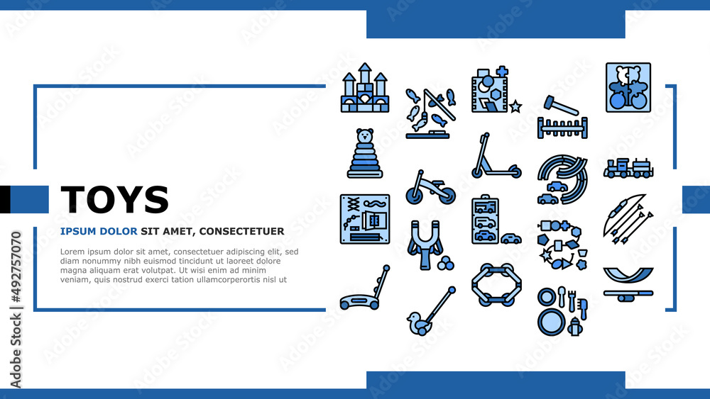 Wooden Toy For Children Play Time Landing Web Page Header Banner ...