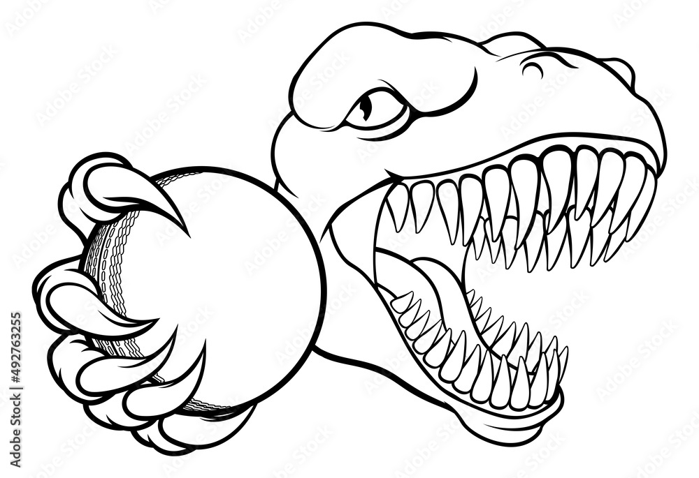 Dinosaur Cricket Player Animal Sports Mascot Stock Vector | Adobe Stock