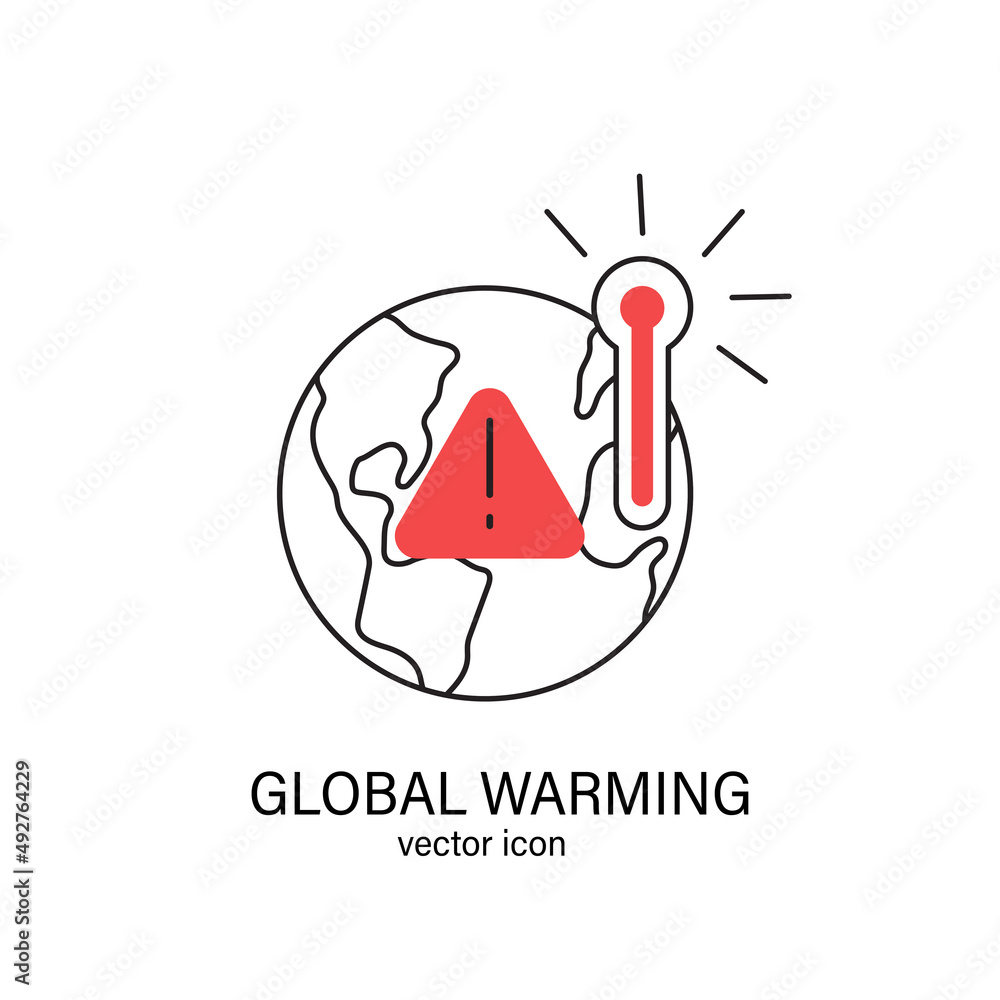 Danger outdoor high temperature thermometer vector line minimalist ...