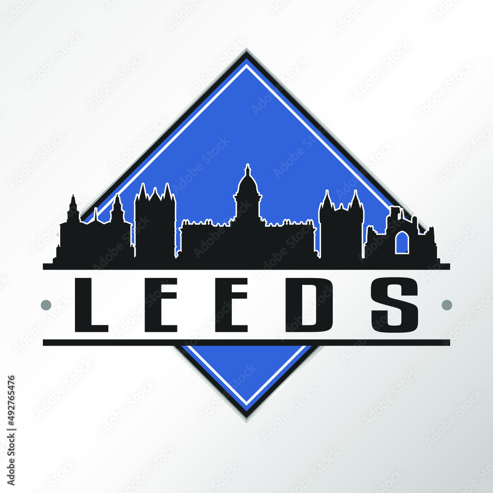Leeds, UK Skyline Logo. Adventure Landscape Design Vector City ...