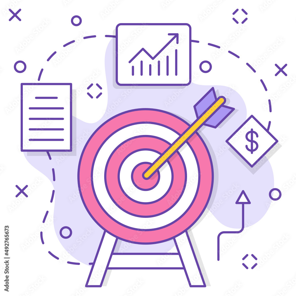 corporate goals and objectives Concept, mission and values vector color ...