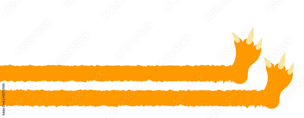 Happy Halloween. Monster legs. Two long leg feet with nails. Sitting ...