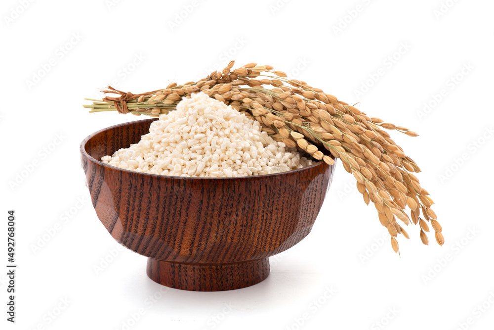 Koji Rice and ears of japanese rice isolated on white background. Stock ...
