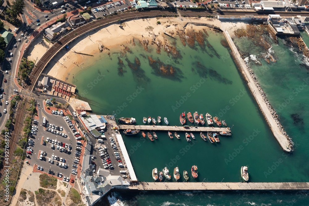 Kalk Bay, Cape Town, South Africa. 2022. Aerial view of the fishing ...