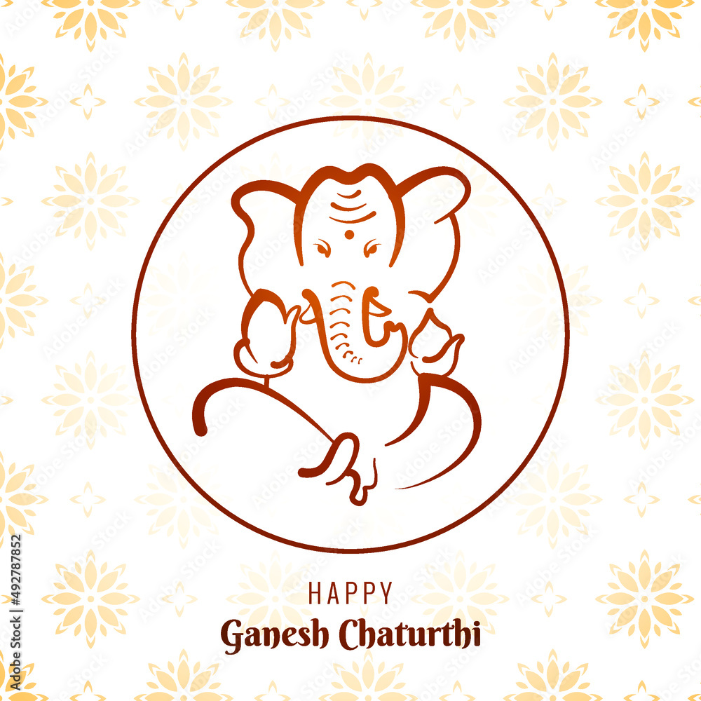 beautiful line style ganesh ji design for ganesh chaturthi Stock Vector ...