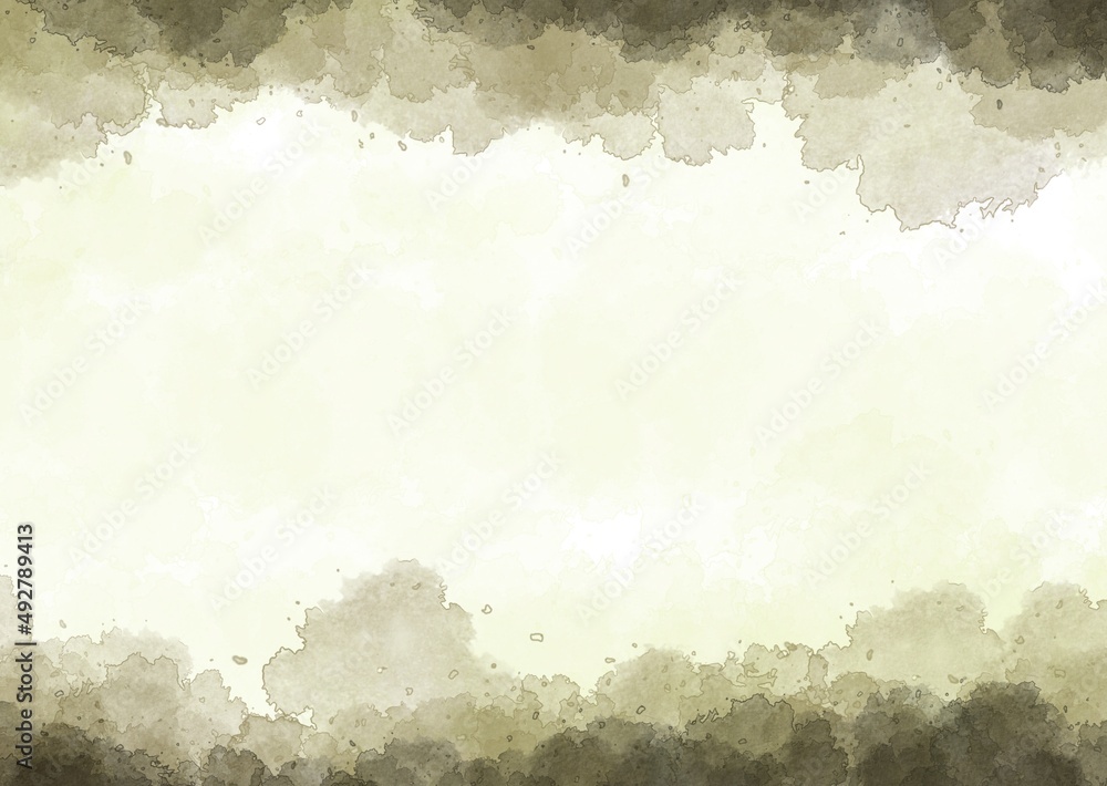 Army green dark abstract border frame watercolor paint background ...