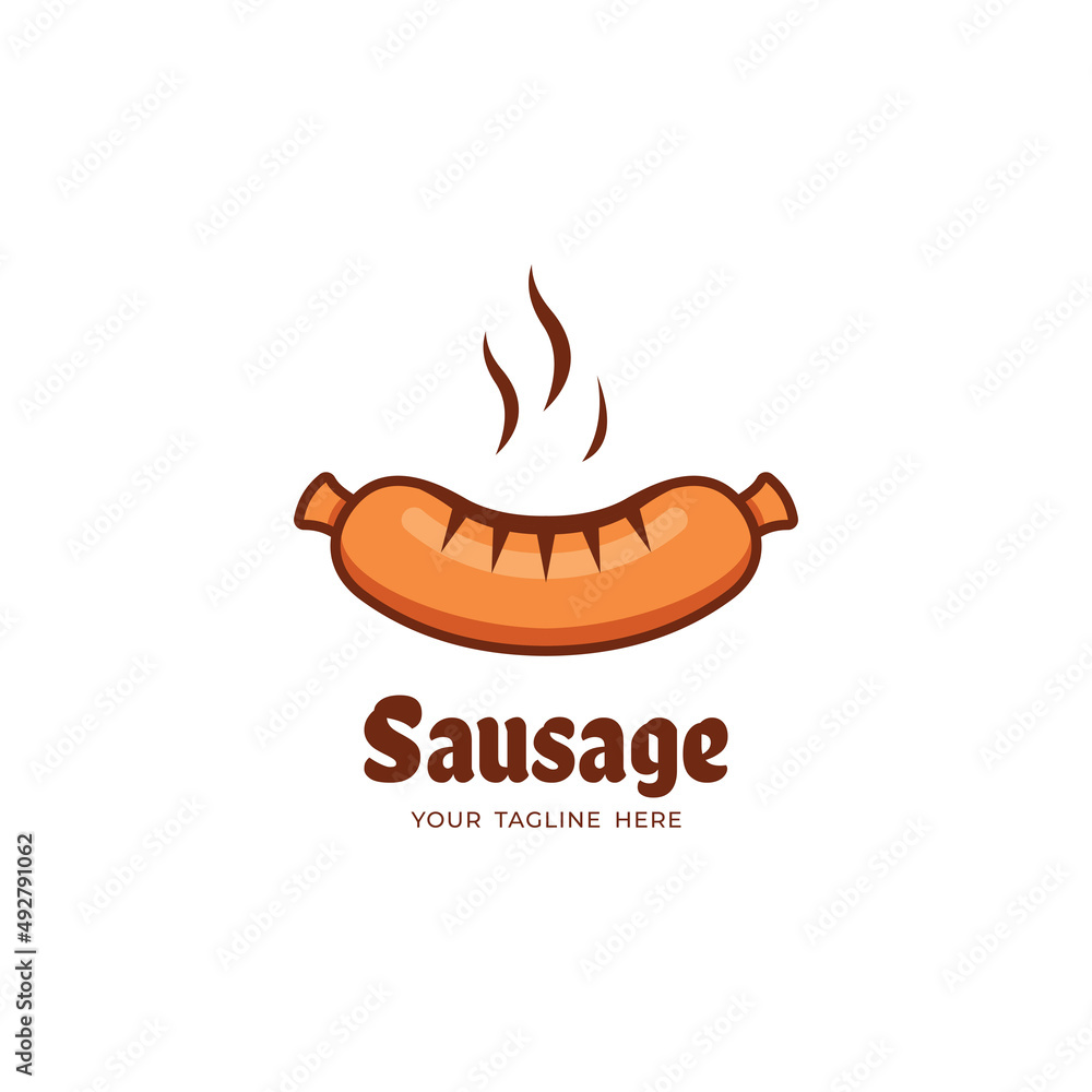 simple hot sausage logo design, modern sausage symbol with outlined style template vector Stock ...