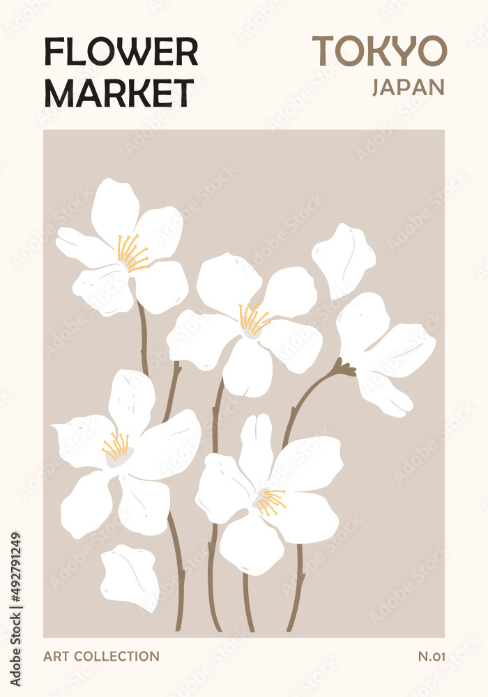 Flower market poster. Abstract floral illustration. Posters aesthetic ...