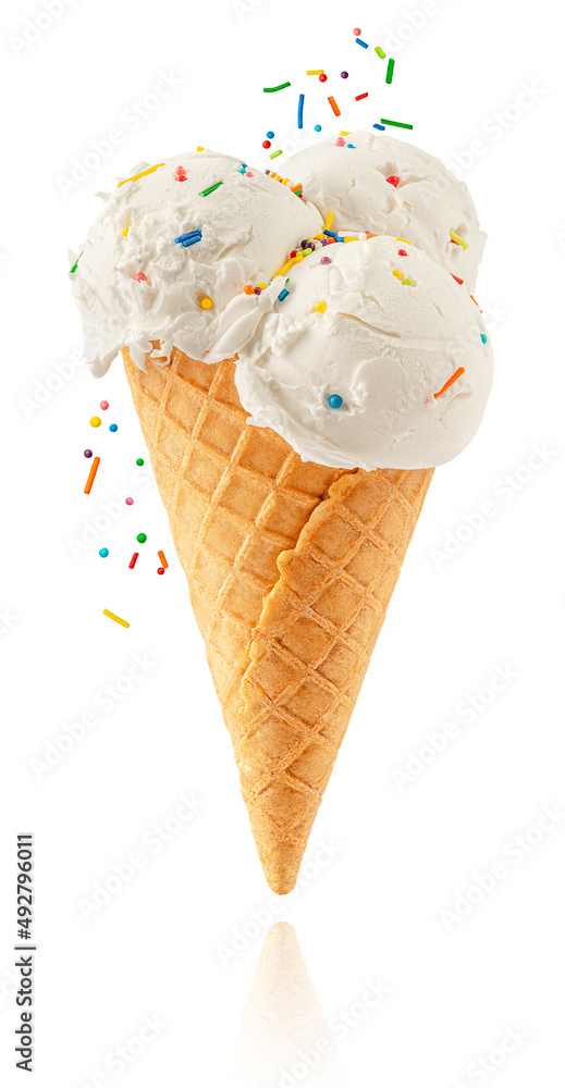 Sprinkles ice cream isolated on white background with clipping path ...