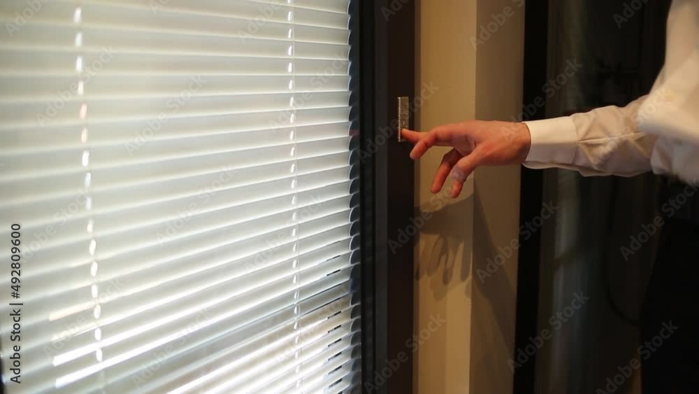 blinds between window panes. automated opening and closing by button ...