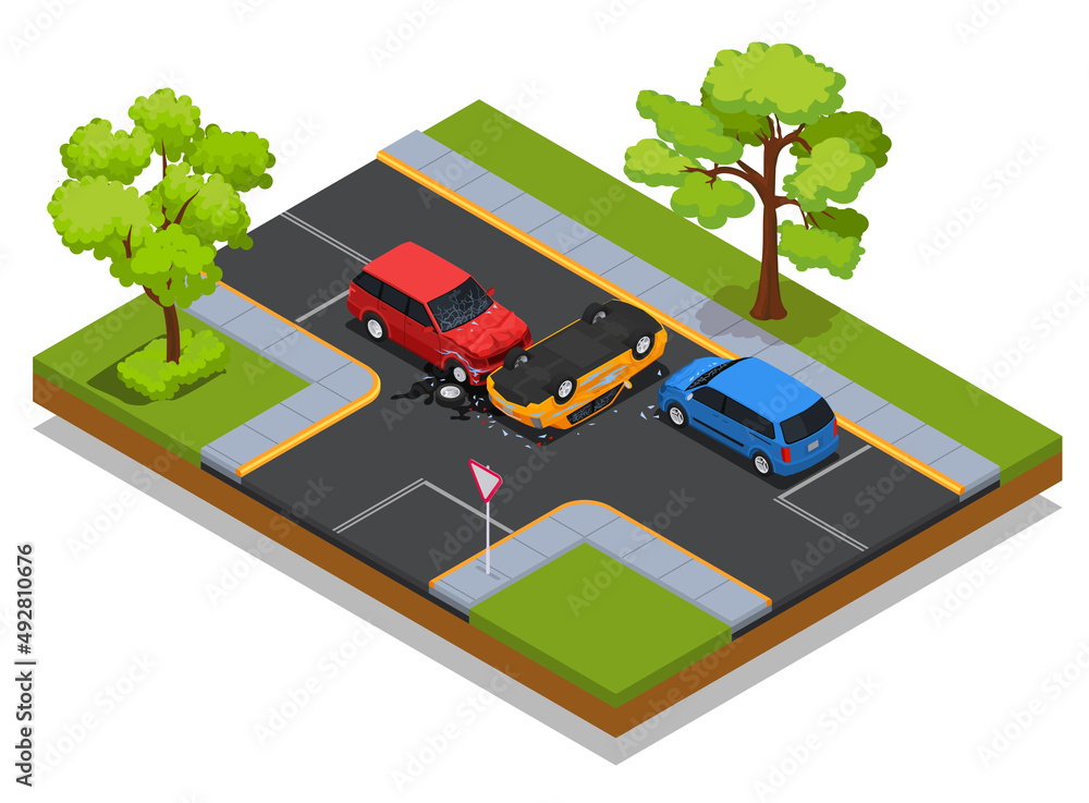 Car Accidents Isometric Composition Stock Vector | Adobe Stock Car Accidents Isometric Composition Stock Vector | Adobe Stock