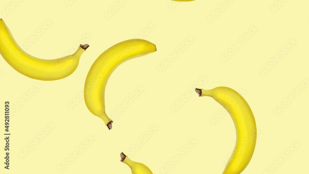 Abstract colorful animation - bananas falling and rotating at color ...