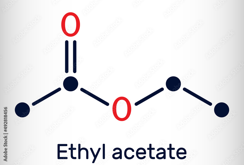 Ethyl acetate, ethyl ethanoate, C4H8O2 molecule. It is acetate ester ...