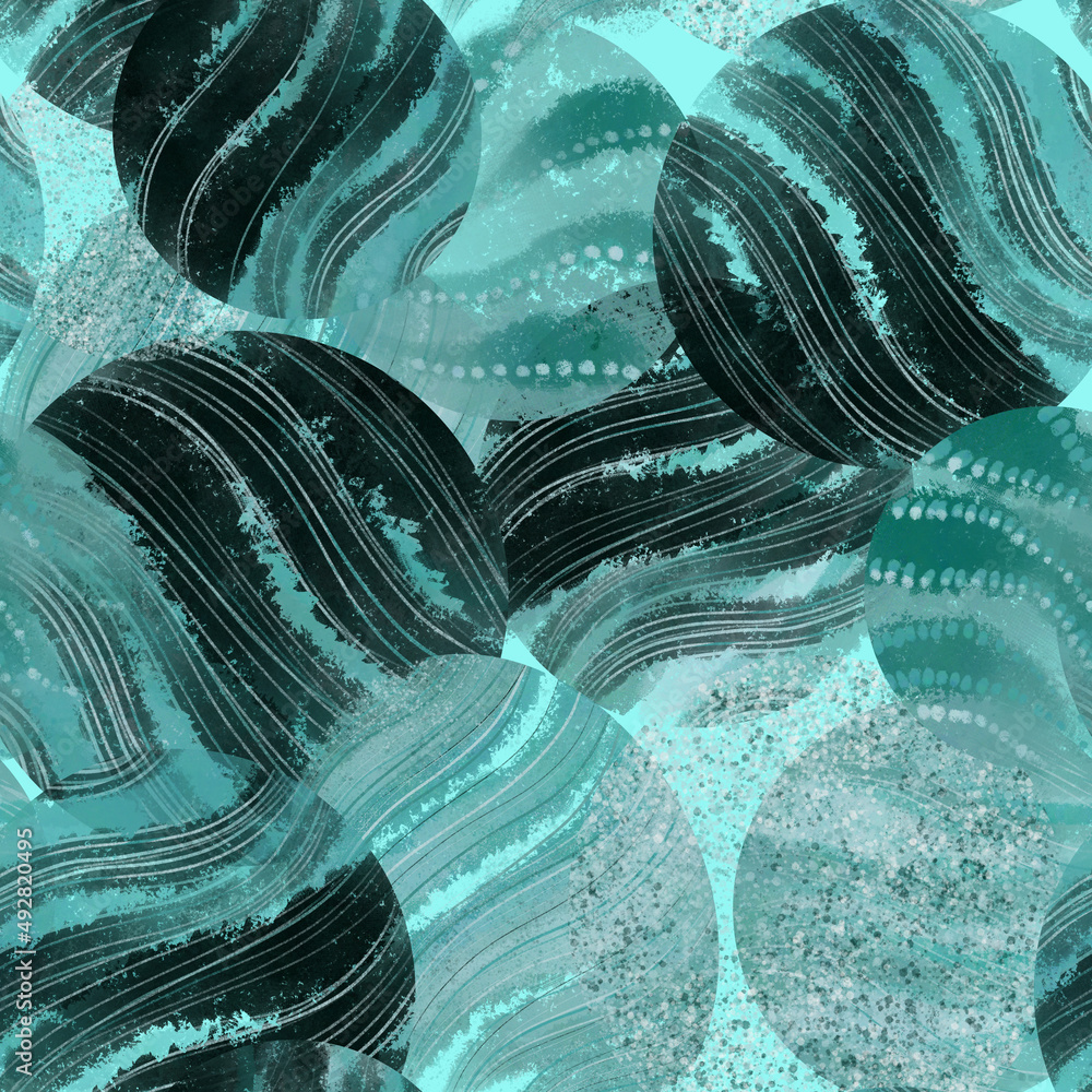 Seamless trendy patterns with teal turquoise azalea and rhododendron ...