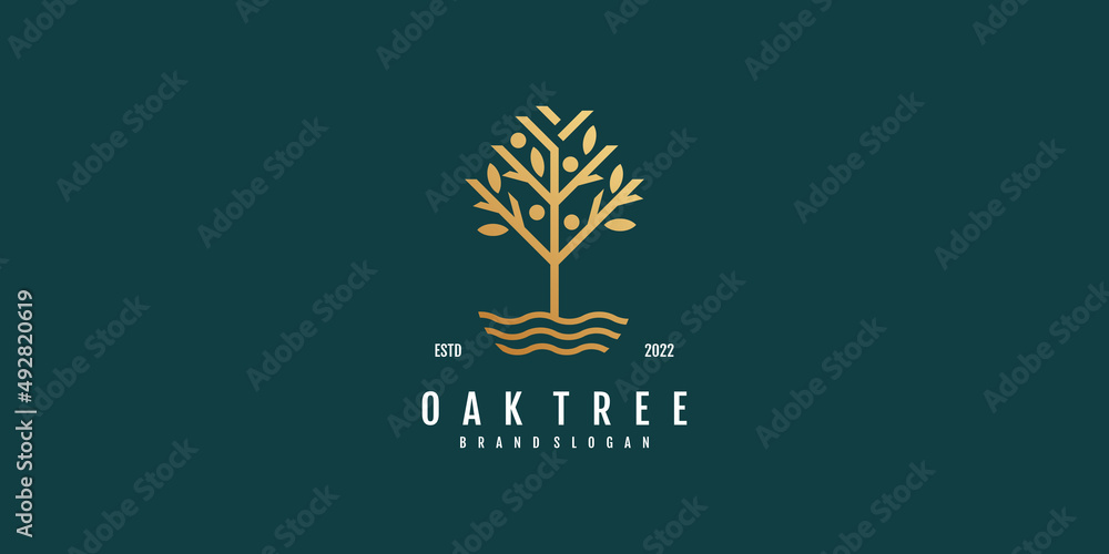 Oak tree logo design with creative element concept Premium Vector Stock ...