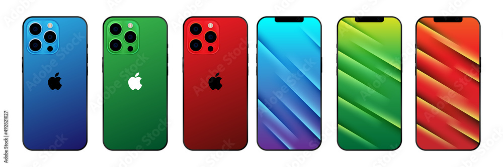 Realistic iPhone 12 pro max mobile phone mockup with blank screen back ...