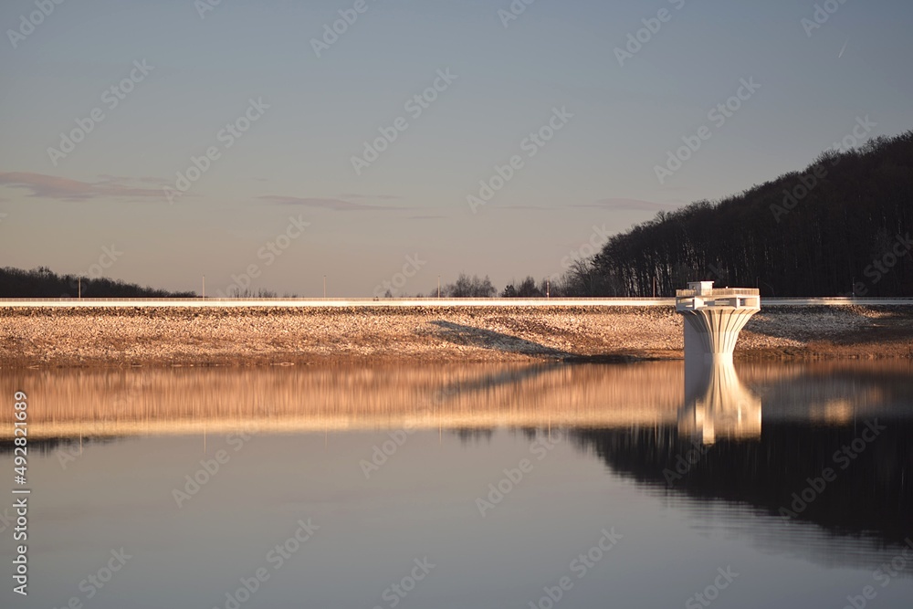 part of the wall in the drained dam and dam funnel Stock Photo | Adobe ...