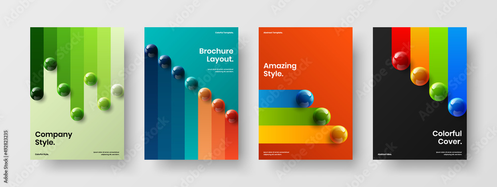 Abstract 3D spheres brochure layout composition. Isolated pamphlet A4 ...