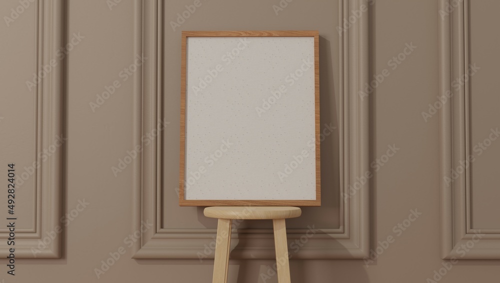 3d render mockup interior with a frame on a chair. Realistic mockup ...