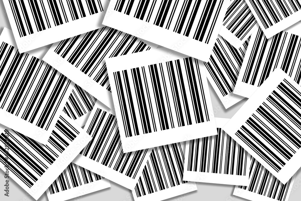 Barcode abstract art design of overlapping square shapes in black ...